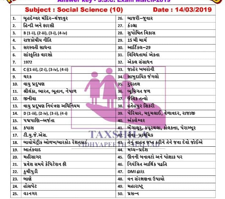 GSEB SSC 10th English Answer Key 16 03 2019 Gseb GovtJobBuzz